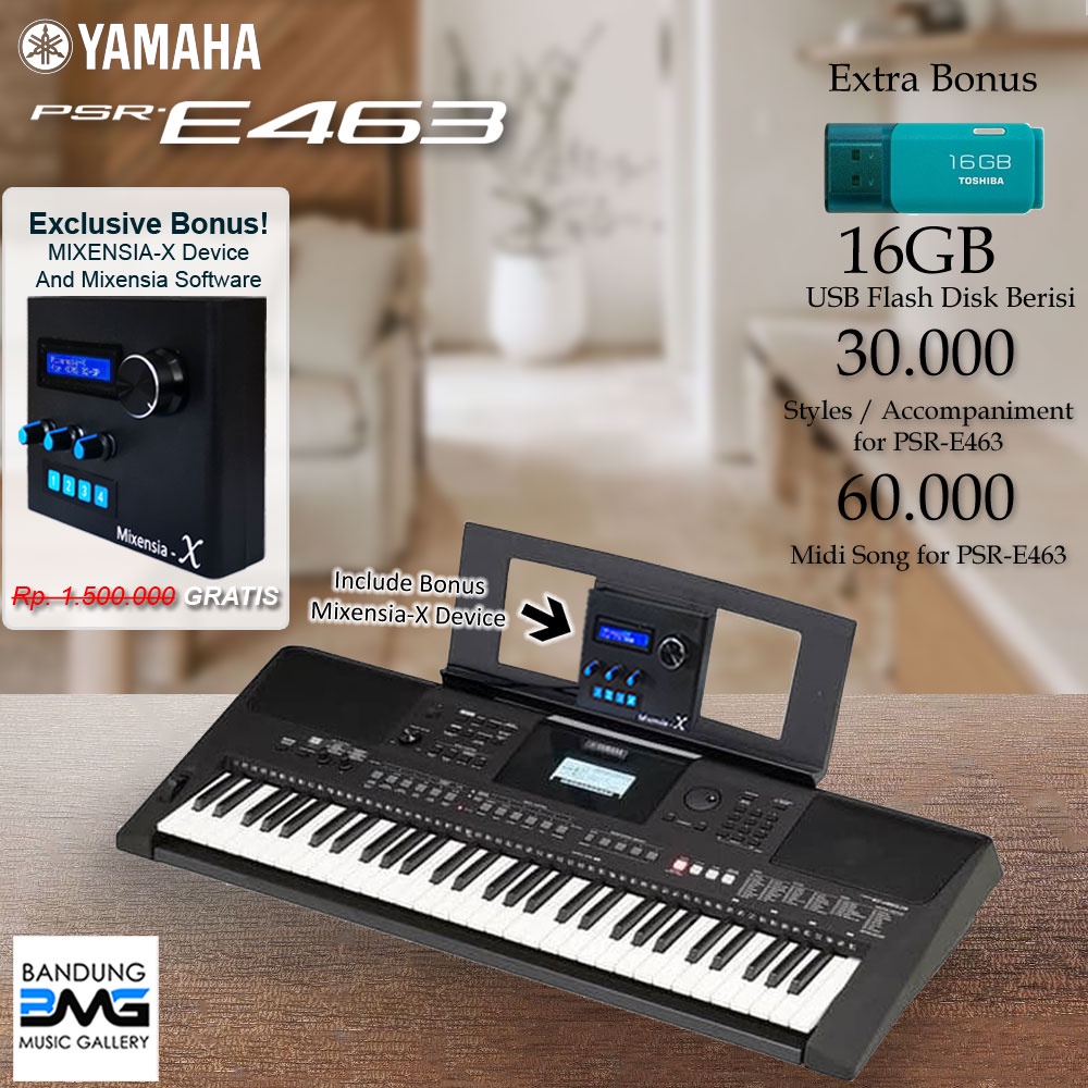 Jual Yamaha PSR E463 Keyboard Bundle Hardware Mixensia-X / PSRE463 | Shopee Indonesia