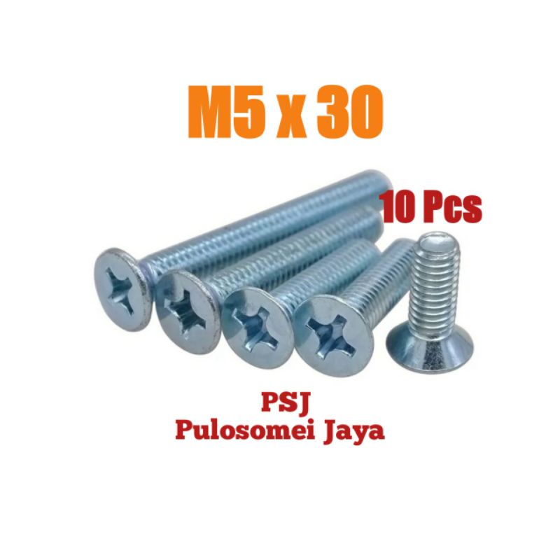 Jual Baut JF / M5 x 30 / Machine Screw Galvanis (10 Pcs) | Shopee Indonesia