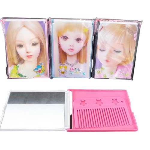 Jual Cermin Kaca Makeup Buku Lipat 3D Barbie / Cermin Make Up Rias ...