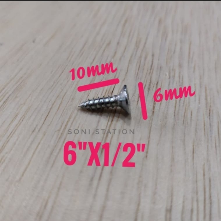 Jual skrup cacing 6 x ½ / baut cacing 6 x ½ ( kemasan 100pcs ) | Shopee ...