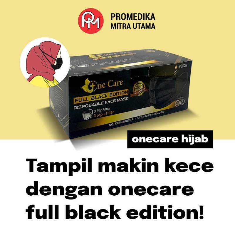 Jual Masker 0necare hijab headliop hitam/black nyaman dan enak ...