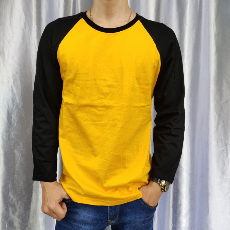 Jual Kaos polos raglan KUNING-HITAM dewasa uk M L XL XXL | Shopee Indonesia