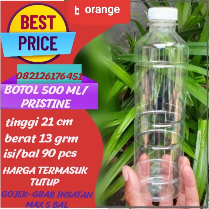 Jual Botol Pristine 500Ml-Botol Plastik 500Ml-Botol Minuman 500Ml-[Per 90 50 30 Pcs free kardus ...