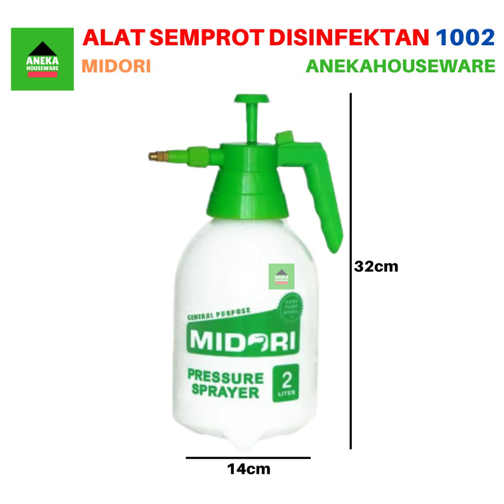 Jual Alat Semprot Disinfektan Tanaman Bertekanan Midori 2 Liter 1002 ...
