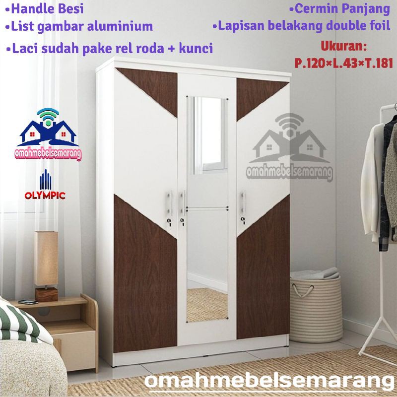 Jual Lemari Pakaian 3 pintu OLYMPIC ULTRON Almari baju minimalis modern ...