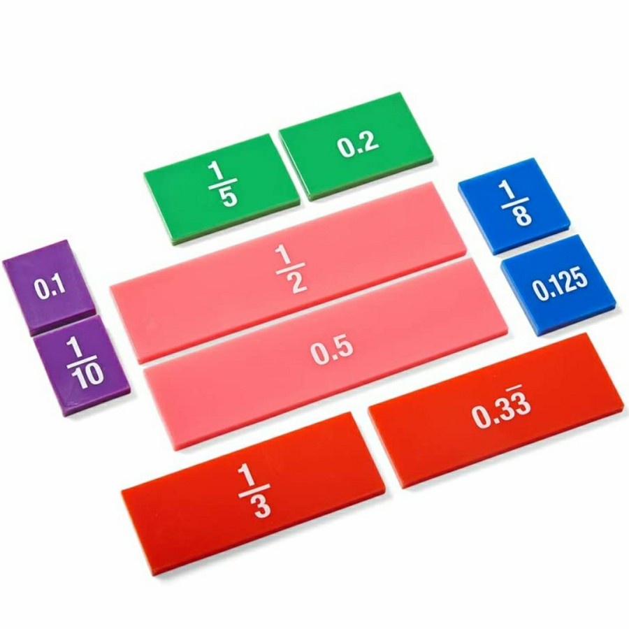 Jual rainbow Fraction tiles montessori math toys learn division ...