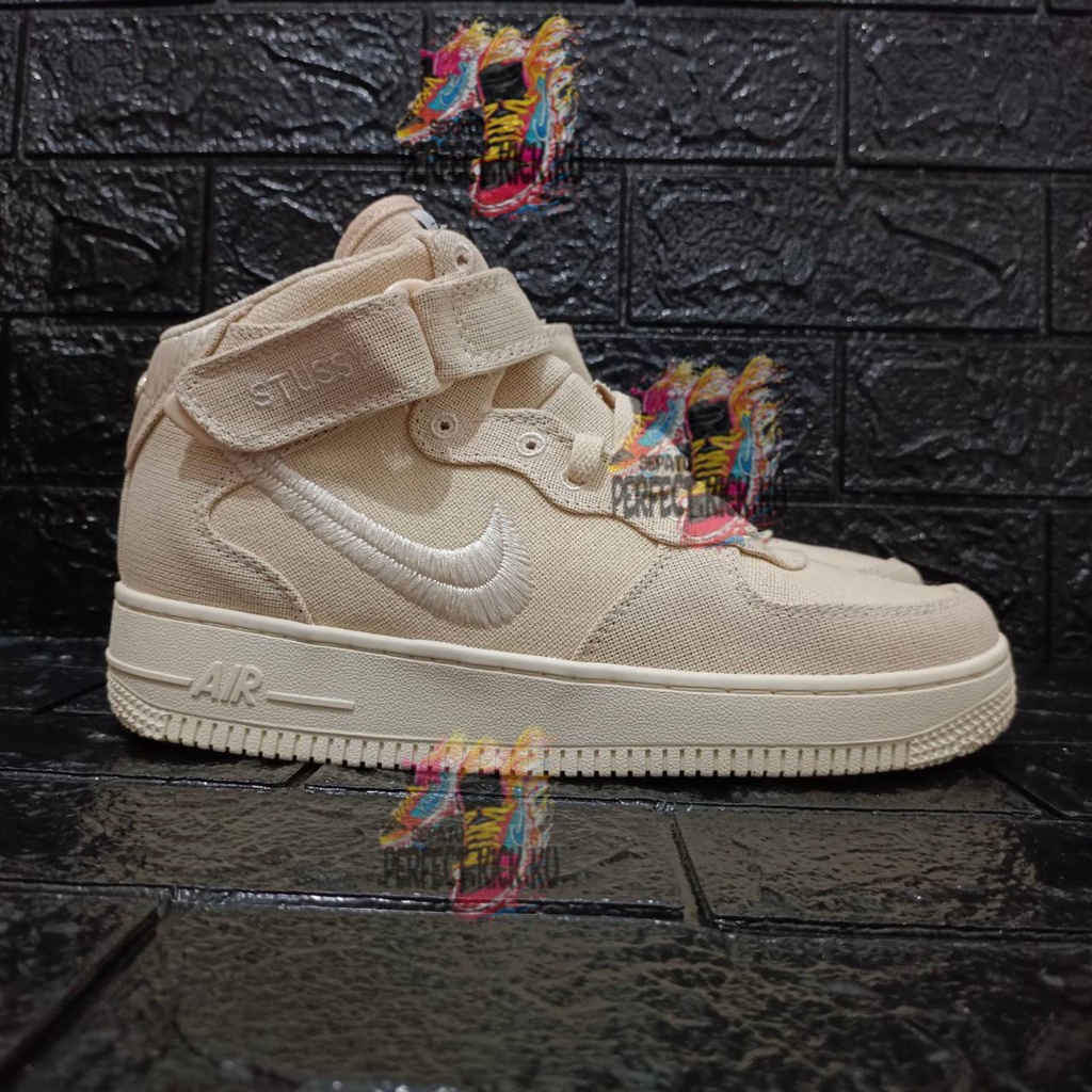 Jual SEPATU PRIA AIR FORCE 1 MID STUSSY FOSSIL | Shopee Indonesia