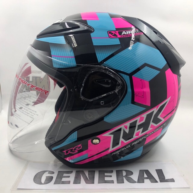 Jual Helm NHK R6 Motif Cube Black Light Blue Pink Hitam Biru Muda Pink ...