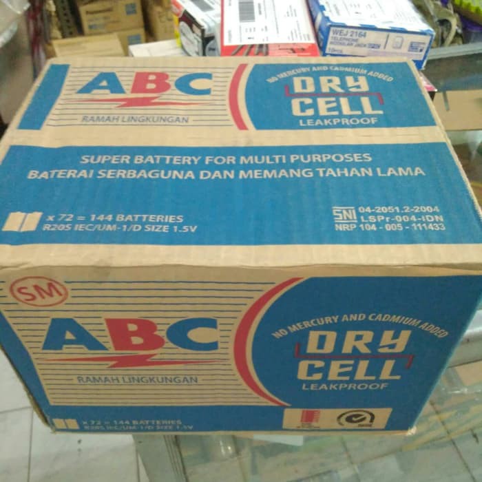 Jual Baterai battery ABC biru besar ukuran D per karton 144pcs | Shopee ...
