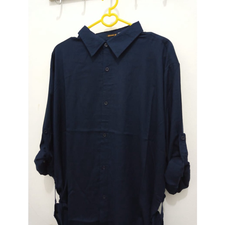 Jual Kemeja Rayon Biru Navy Kemeja Wanita Cantik Bahan Rayon Adem ...