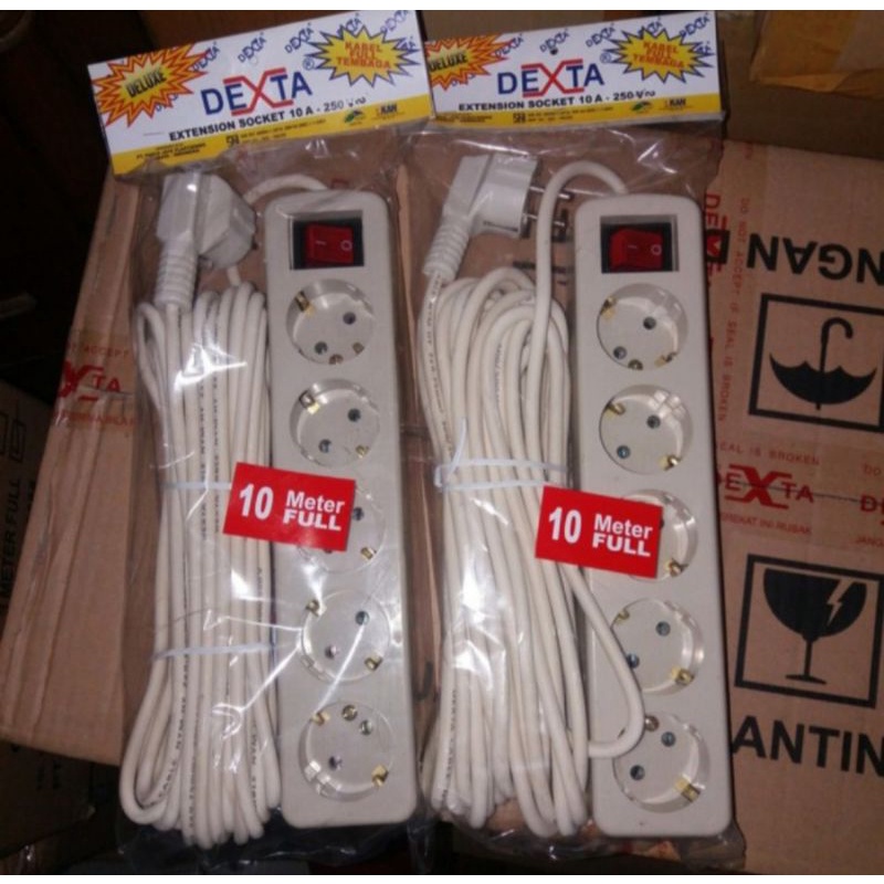 Jual DEXTA STOP KONTAK ARDE 5 LUBANG + KABEL TEMBAGA 10M + SAKLAR. SNI ...