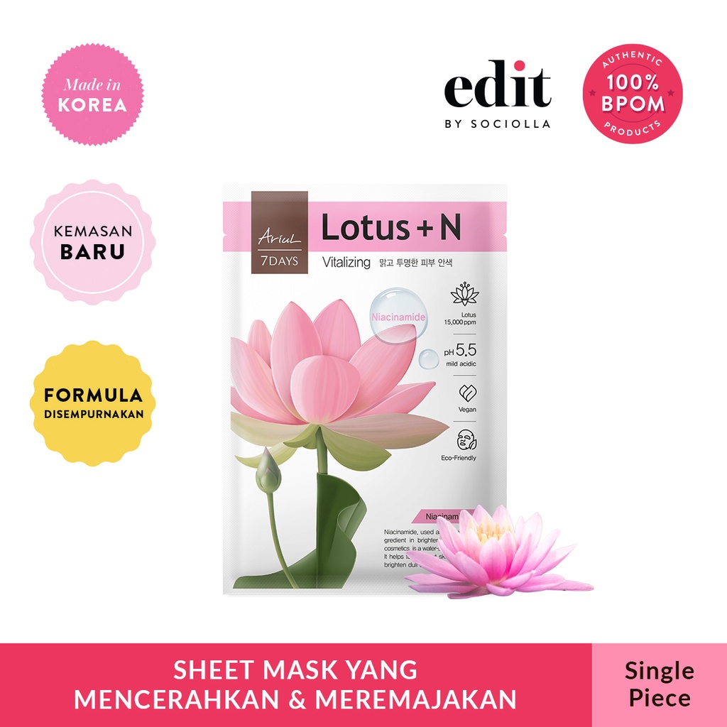 Jual Ariul 7days Mask Lotus + N - variant : Lotus / 23 ml | Shopee ...