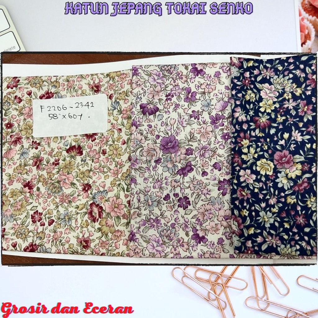 Jual Kain Katun Jepang Motif Bunga TJD22JN052 Japan Design Tokai Senko ...