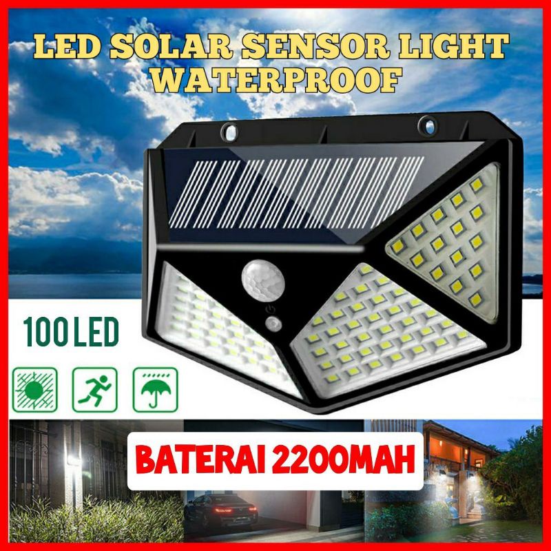 Jual Lampu Taman Tenaga Surya 100LED Sensor Light LED Solar Lamp / Solar Tembok Tenaga Matahari ...