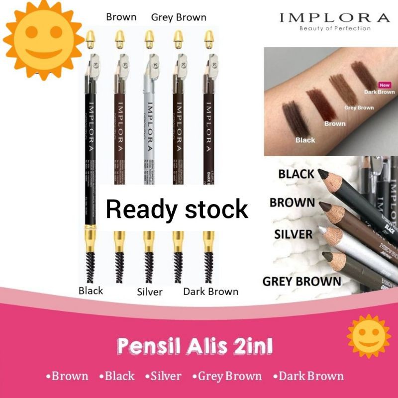 Jual IMPLORA EYE BROW PENCIL black / silver / brown / grey brown ...