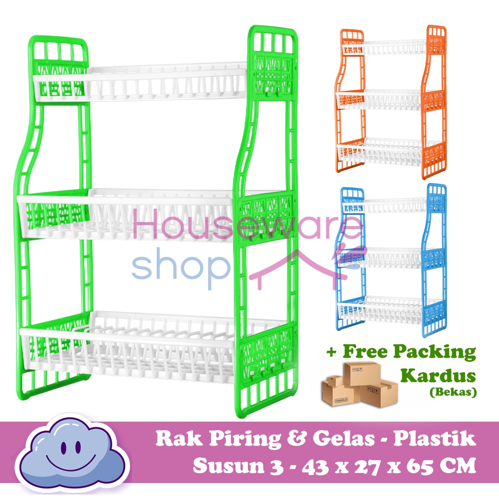 Jual Rak Piring Plastik 3 Susun / Rak Peralatan Dapur / Tempat ...