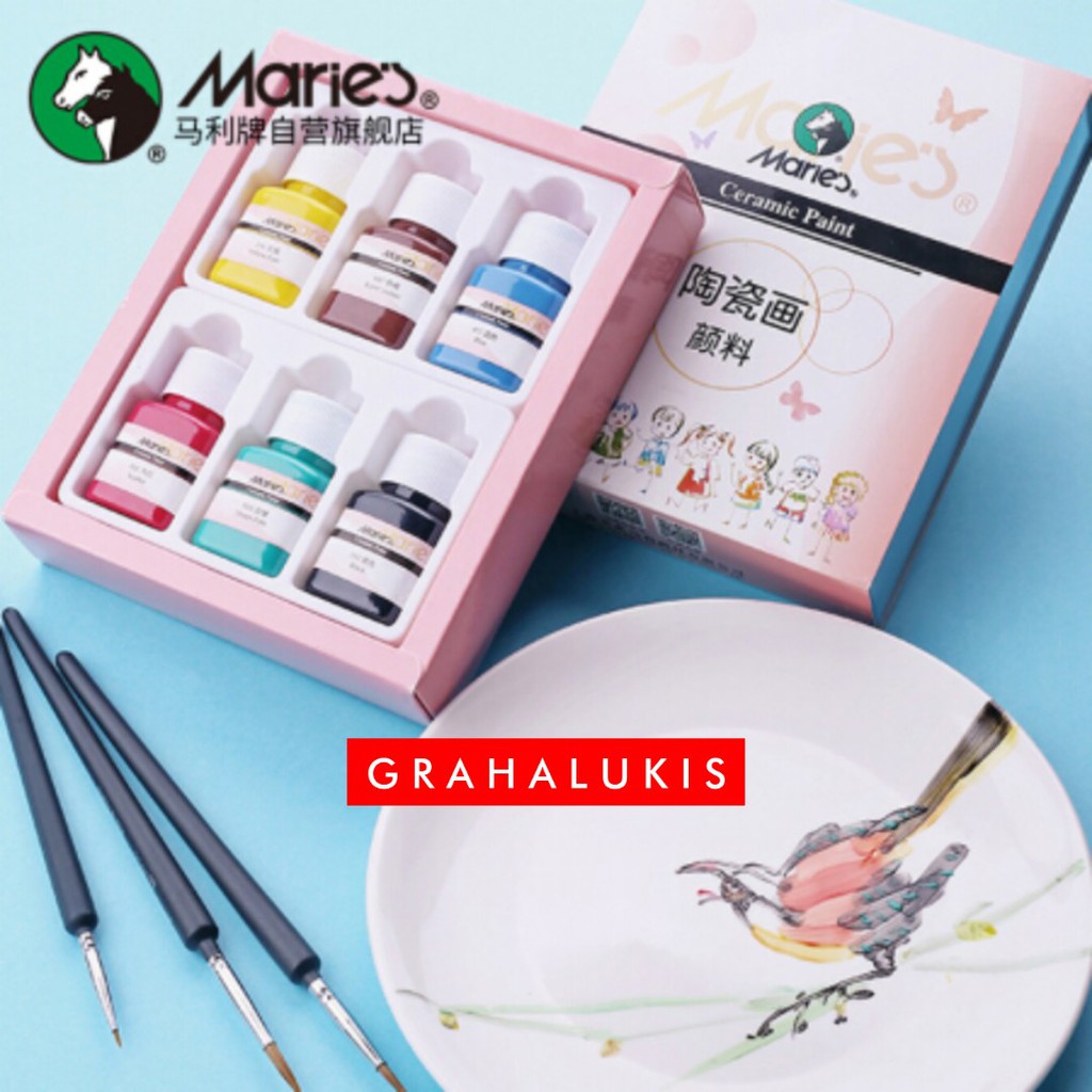 Jual Maries Ceramic Paint Set 6 - Cat Keramik | Shopee Indonesia