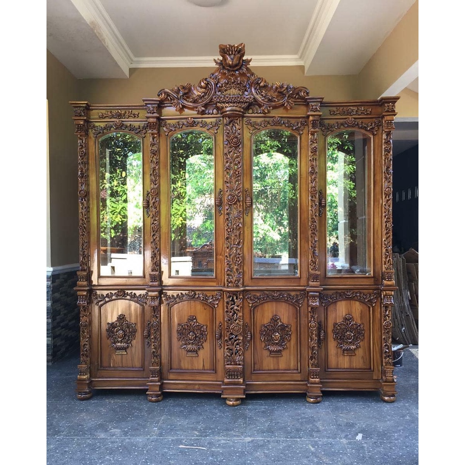 Jual bupet bufet lemari pajangan shima kayu jati / buffet | Shopee ...