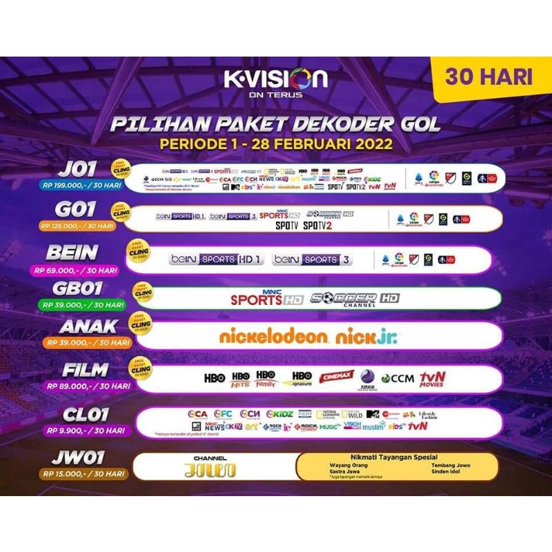 Jual Paket K-Vision GOL Gardiner Ottimo, Optus, Lgsat Star DEKODER GOL ...