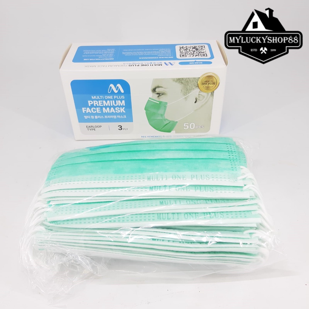 Jual Multi One Plus Masker 3 ply 50 pcs Earloop Mask Medis 3ply 50pcs ...