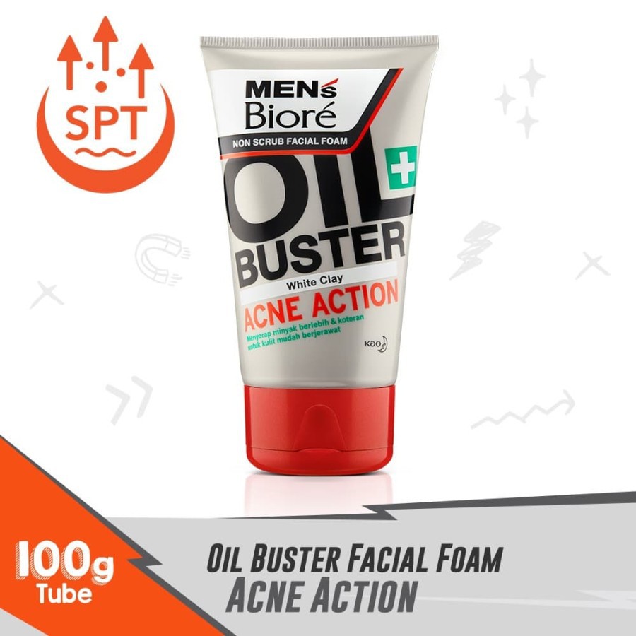 Jual Mens Biore Facial Foam Oil Buster Acne Action 100gr.. | Shopee ...