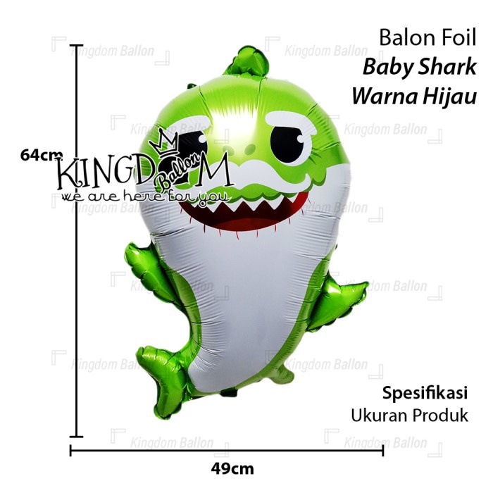 Jual Balon Baby Shark Green / Balon Foil Baby Shark / Balon Baby Shark ...