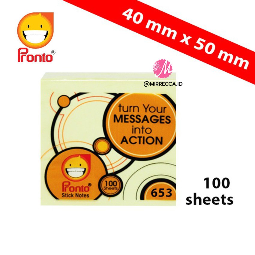 Jual 100 LEMBAR - 4 X 5 CM - PRONTO STICKY NOTE STANDARD YELLOW ...