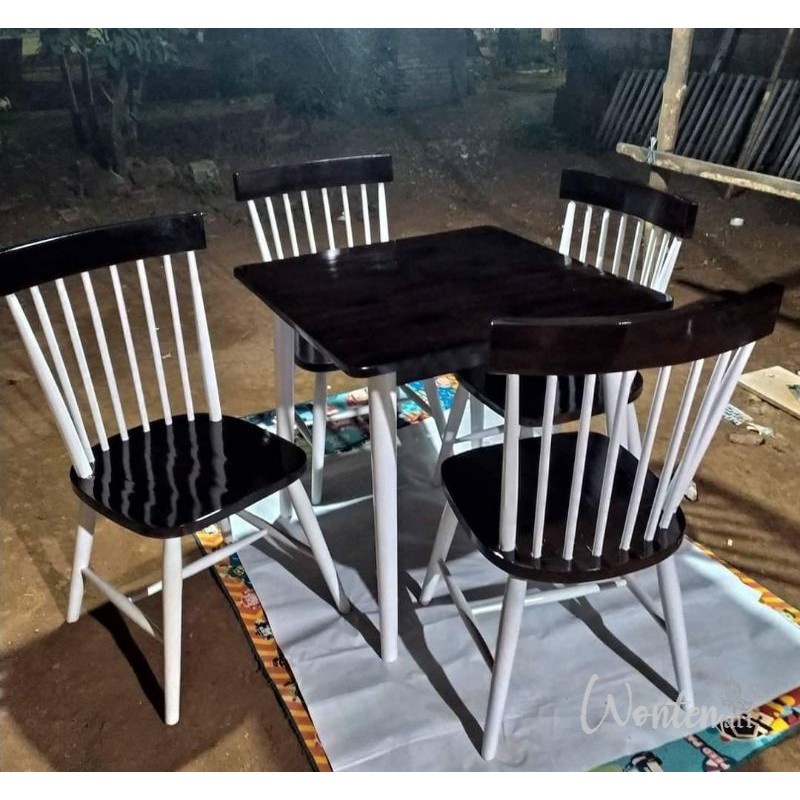 Jual Set Meja Makan Kayu Jati + 4 Kursi Upline - Wonten Art Dining Table | Shopee Indonesia