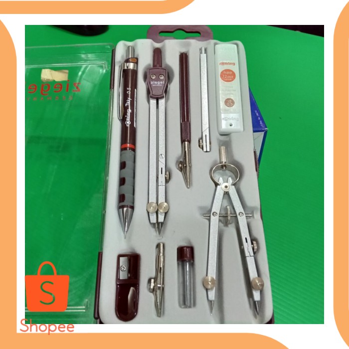 Jual Set Lengkap Jangka Ziegel Germany Free Set Pensil Mekanik Rotring ...
