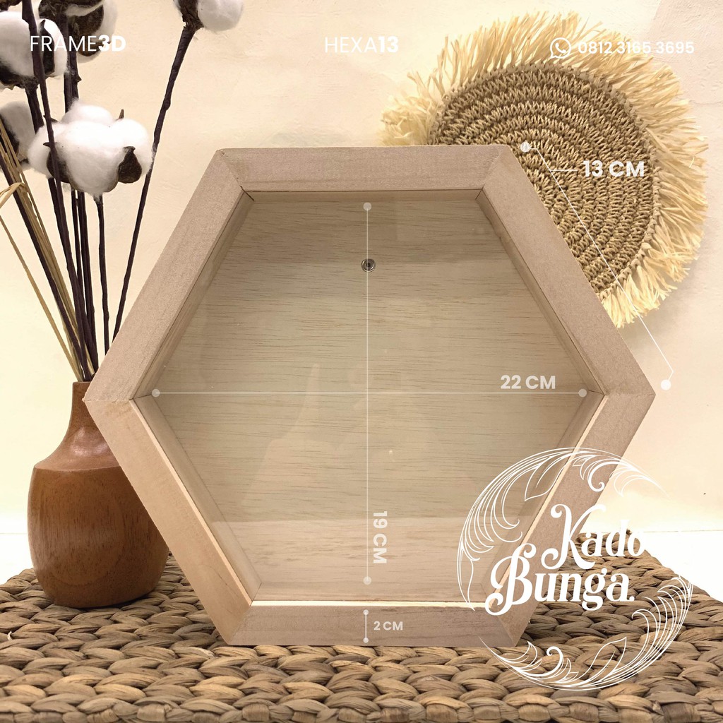 Jual FRAME/PIGURA KAYU/WOODEN FRAME 3D SEGI ENAM/HEXAGONAL COCOK UNTUK KADO HADIAH UNTUK BESTIE ...