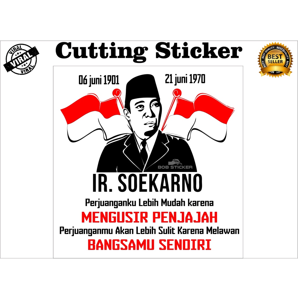 Jual Cutting sticker soekarno, stiker bungkarno, stiker kaca / bodi ...