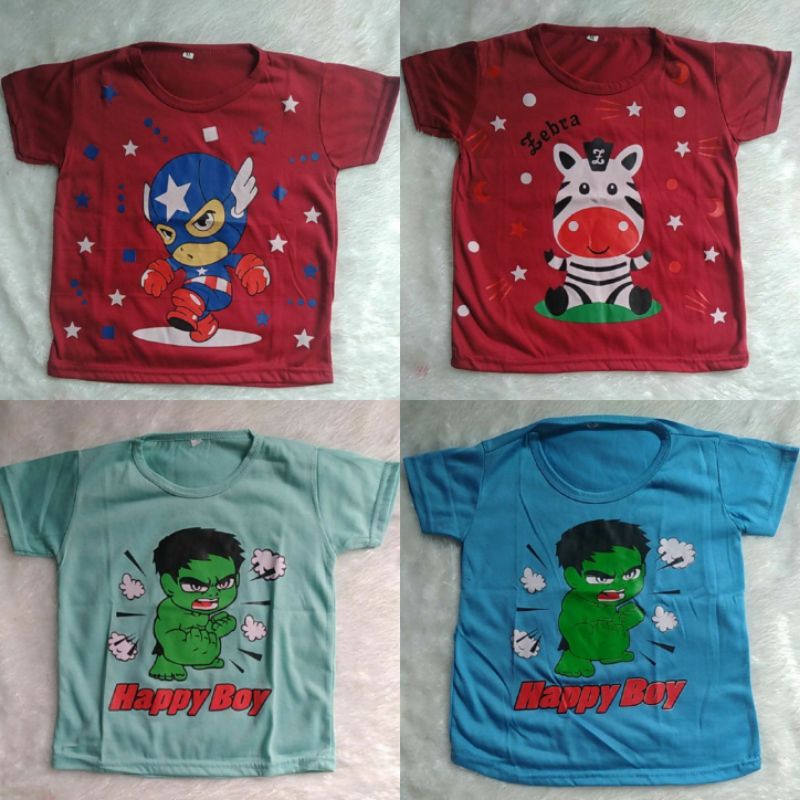 Jual Kaos harian anak laki 4-5 tahun karakter hulk , captain amerika ...