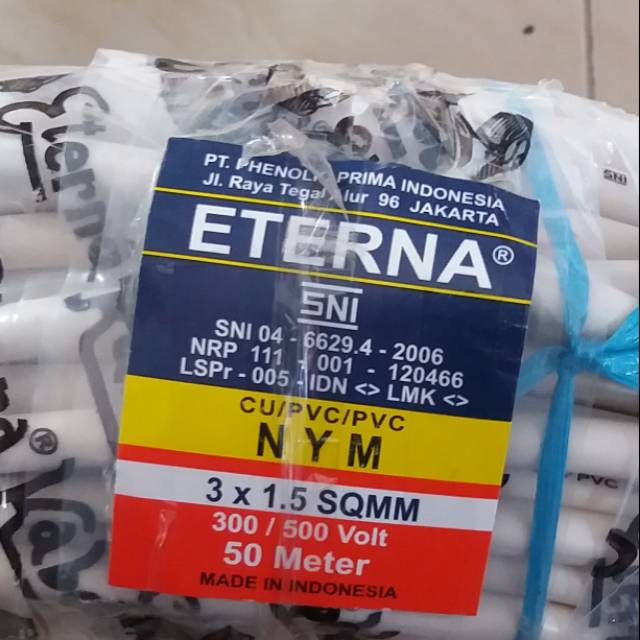 Jual KABEL ETERNA 3 X 1.5 HARGA PERMETER / KABEL LISTRIK ETERNA / KABEL ...
