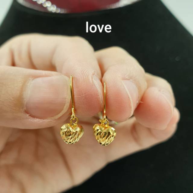 Jual anting anak model love bulat kristal simple elegant mewah A70 ...