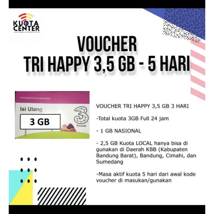 Jual V.TRI HAPPY 3.5GB - 5 HARI | Shopee Indonesia