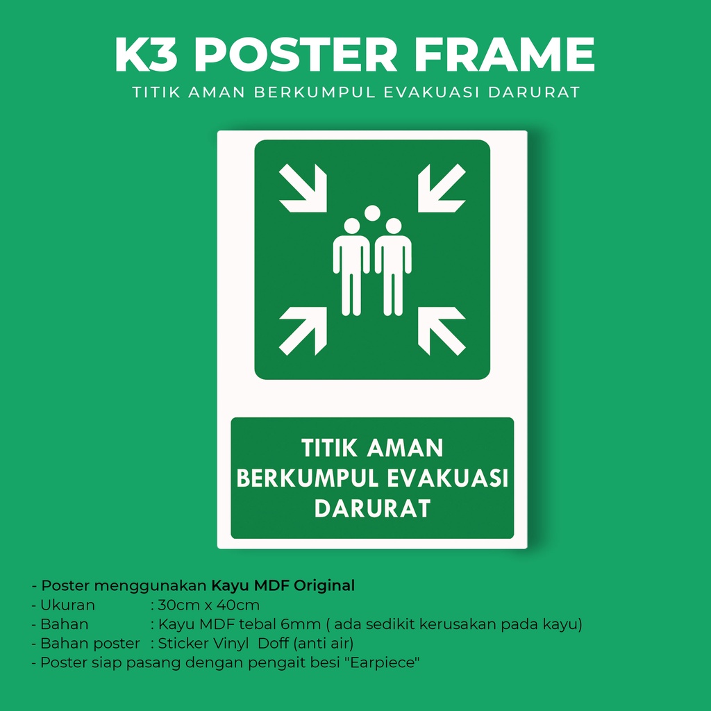 Jual [BM Poster Frame K3/HSE] Titik Aman Evakuasi Darurat || Poster ...