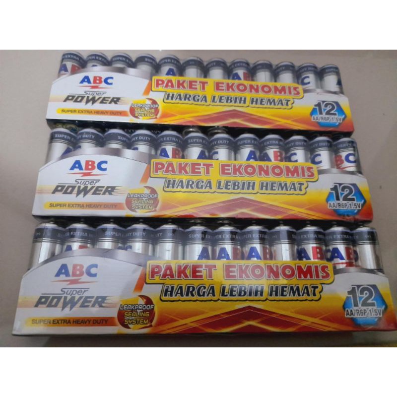 Jual Baterai ABC Super Power AA dan Eveready 12 buah | Shopee Indonesia
