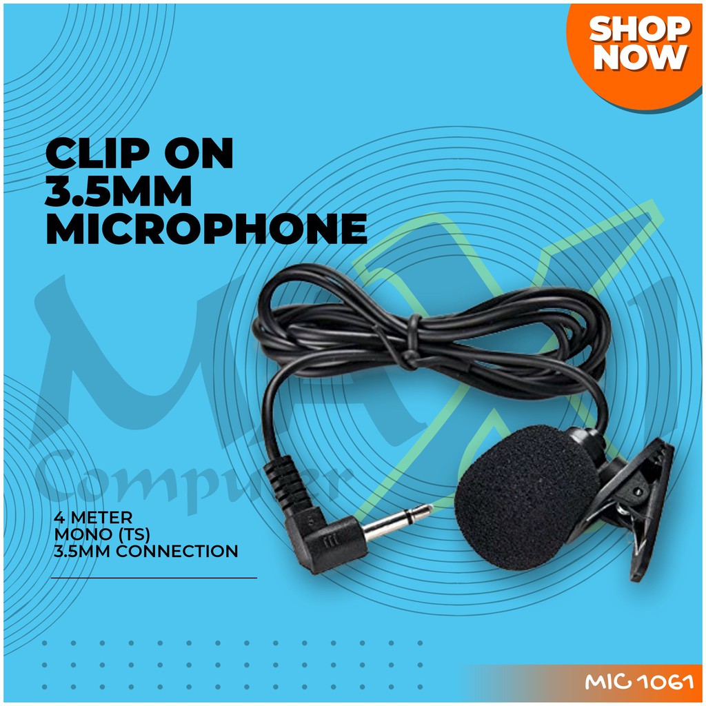 Jual Mic Clip On 4m Jack 3.5mm Mono (TS) Hi-Quality Microphone Mikrofon ...