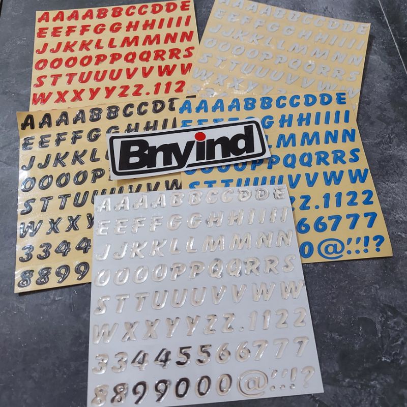 Jual STICKER EMBLEM ABJAD HURUF ANGKA TIMBUL | Shopee Indonesia