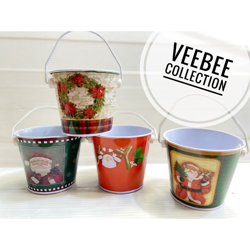 Jual Timba seng mini dekorasi Natalan/ Ember besi natal/hiasan natal ...