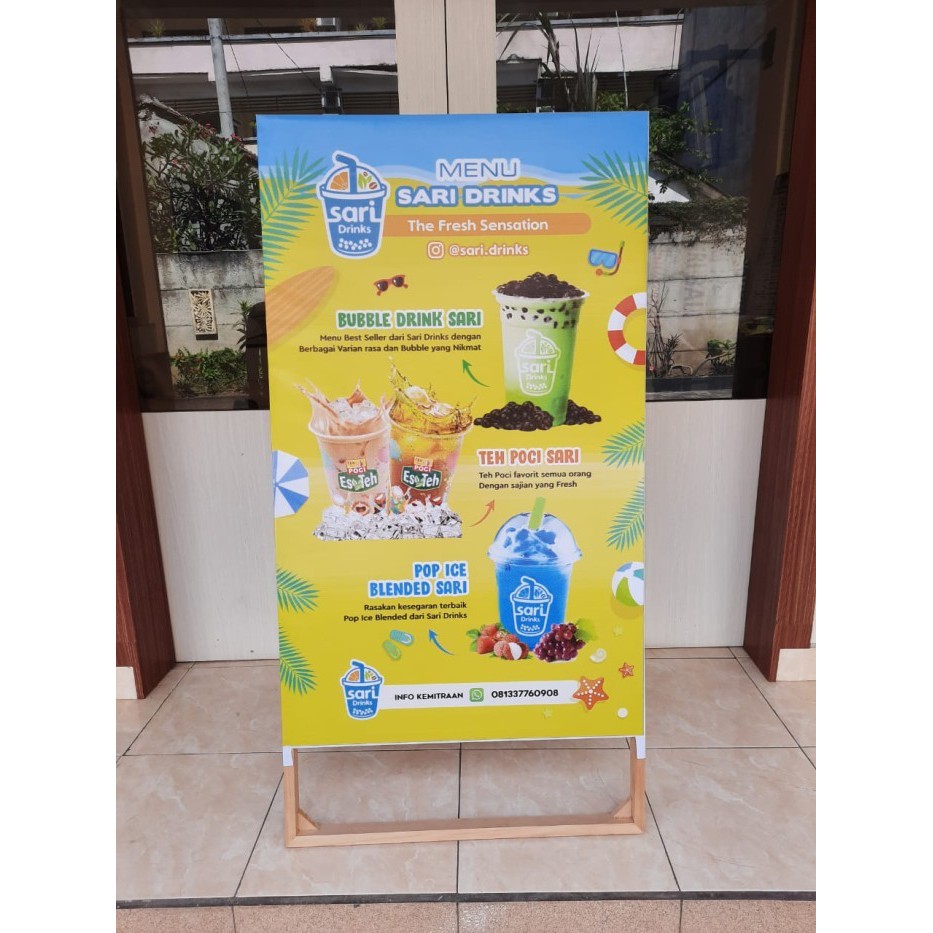 Jual Stand Banner Kayu Papan Iklan Lipat Papan Promosi | Shopee Indonesia