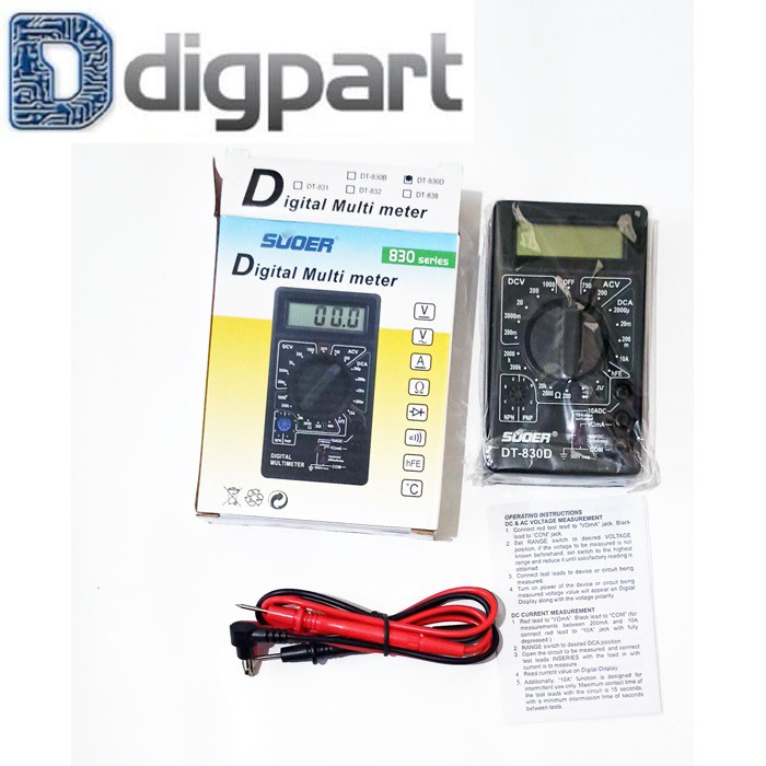 Jual Multimeter Saku DT830D Multitester Buzzer Digital Avo Meter DT-830 ...