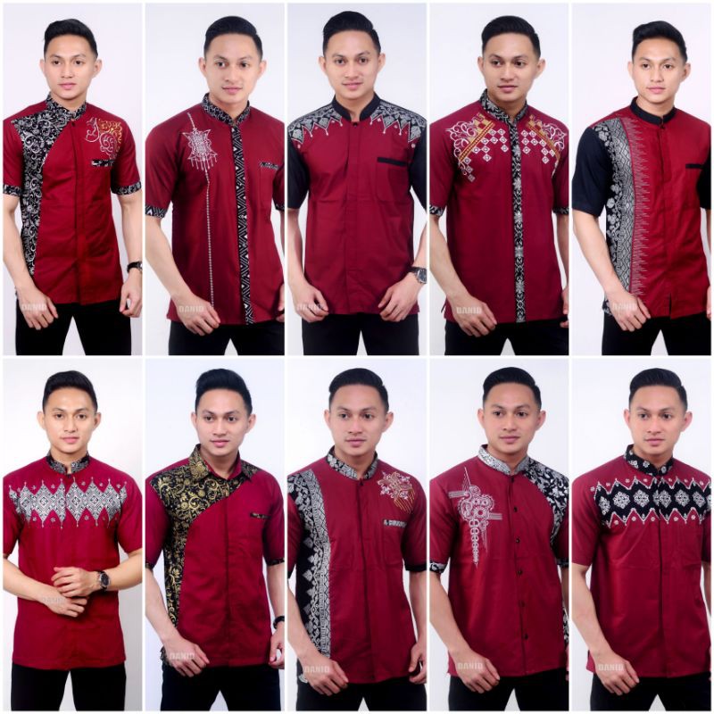 Jual koko warna merah / koko batik warna merah / kurta warna merah ...