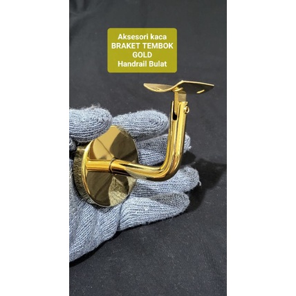 Jual Hand rail bulat bracket hand railing clamp banister ke tembok gold ...