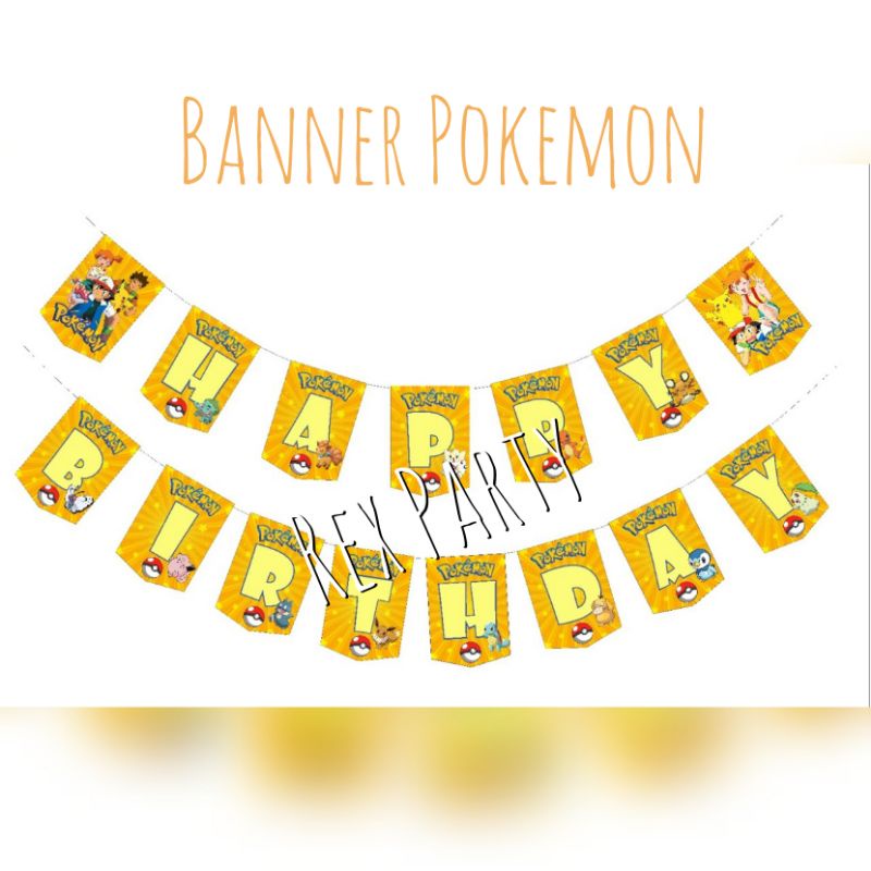 Jual Banner Pokemon/Pokemon Birthday Banner/Bunting Pokemon/Banner HBD ...