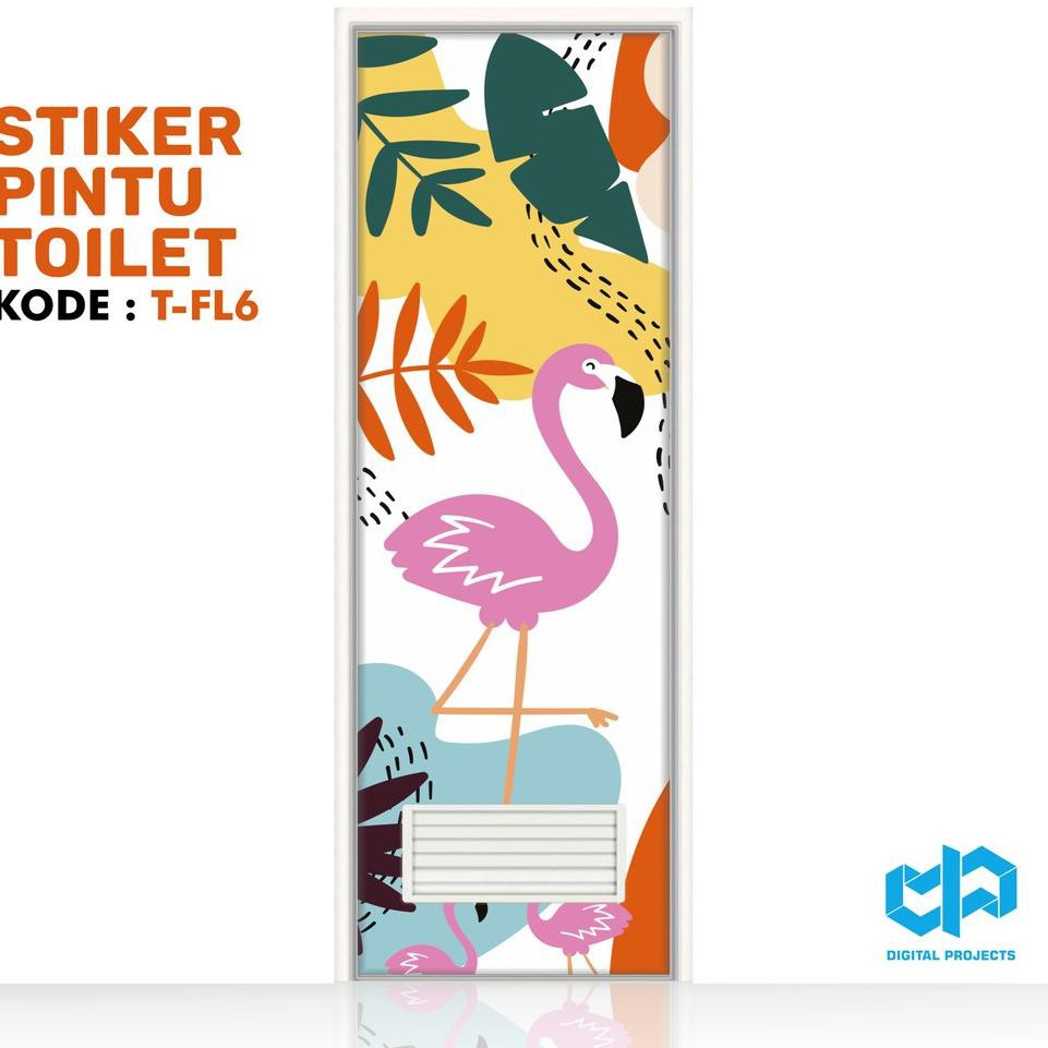 Jual JDL-70 Sticker Pintu Toilet Kamar Mandi Motif Flamingo Tropical ...