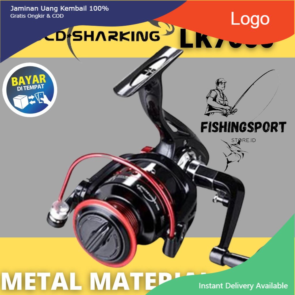 Jual Reel Pancing Pantai Laut Gold Sharking LK7000 Spinning 4.7:1 Ball ...