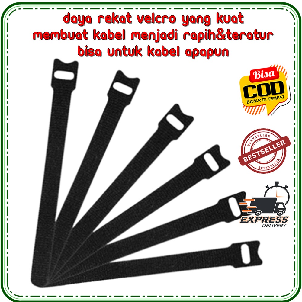 Jual Kabel Tis Velcro Cable Tie Ties ORganizer Strap Wire Winder ...