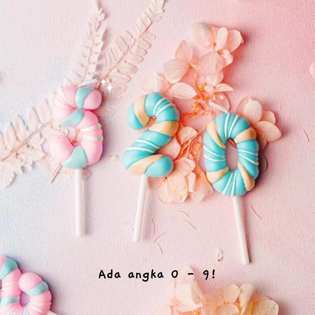 Jual Lilin Angka Ultah 0-9 Pink Biru Striped Garis Garis / Lilin Korea ...