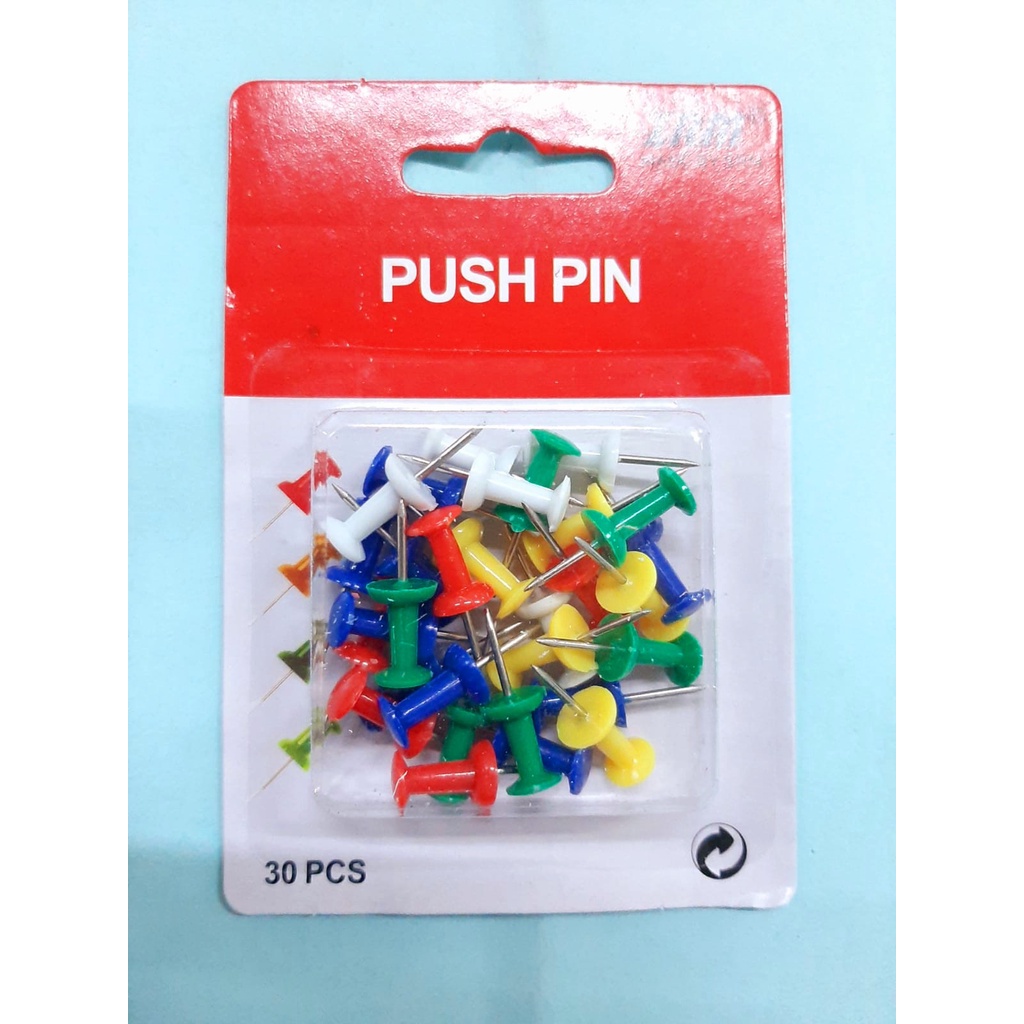 Jual ZRM Push Pin Warna isi 30 pc / Clip Paku Kertas puspin / Paku ...